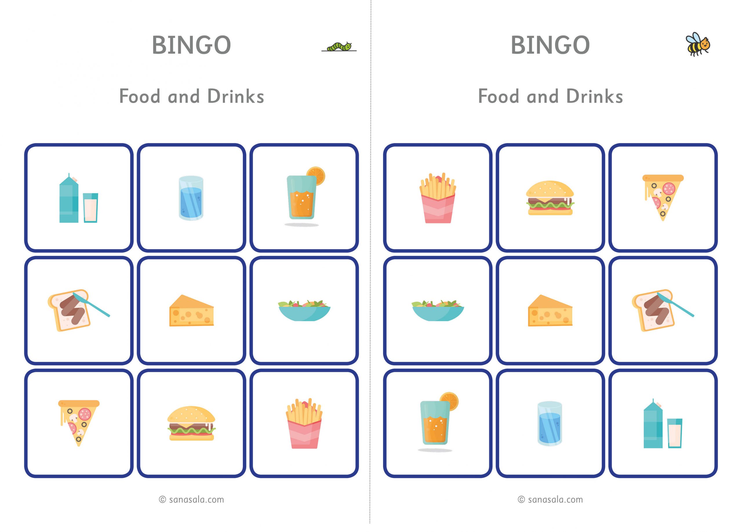 Food And Drinks Bingo Sanasala Learning Food And Drinks Bingo Sanasala Learning