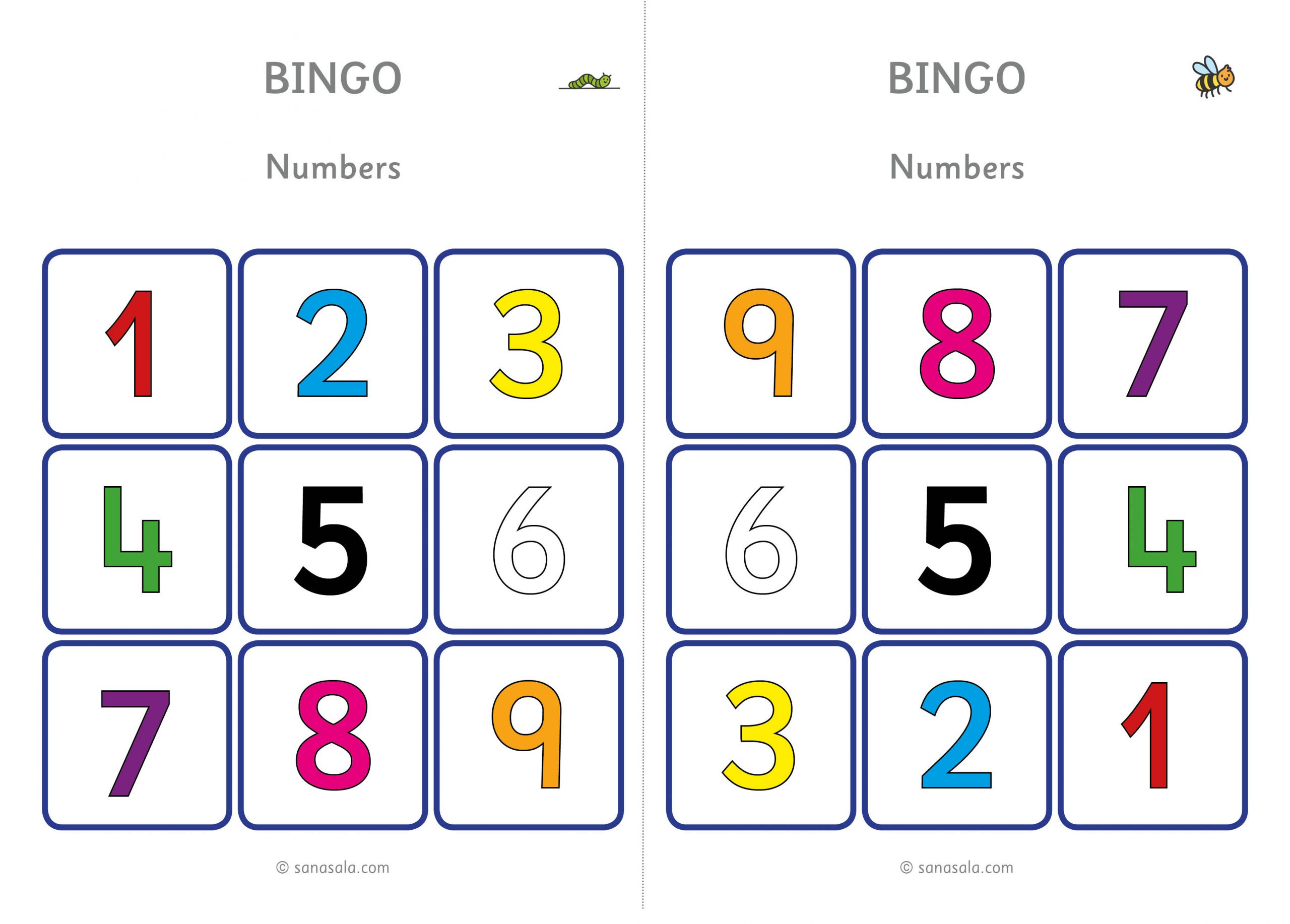 Numbers Bingo Sanasala Learning Numbers Bingo Sanasala Learning